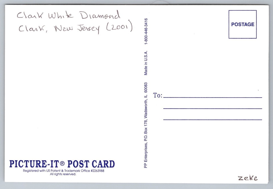 Union Co. New Jersey~CLARK WHITE DIAMOND~c2001 NJ Restaurant Diner RPPC ...