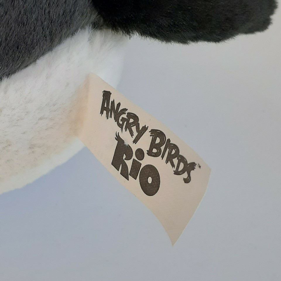 Angry Bird Rio Pedro Plush 8" Sound Black White Red Bird Stuffed Animal ...