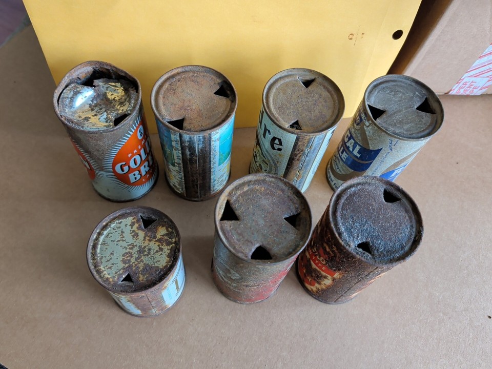 Lot Of 7 Vtg Flat Top Beer Cans Golden Brew Tahoe Brew 52 Grace ...