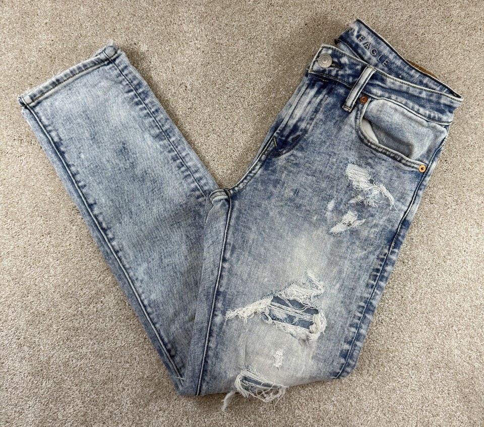 American Eagle Jeans Men's Sz 30x30 Air flex + Blue Denim Distressed ...