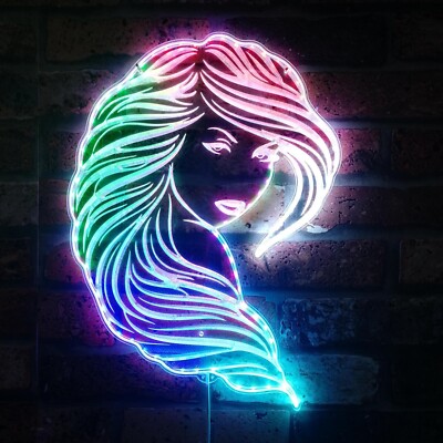 ADVPRO Long Hair Woman Salon OPEN RGB Dynamic Glam LED Sign st06-fnd ...