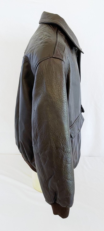 ORVIS Mens XXL Brown Lambskin Leather Bomber Jacket A2 G1 Flight Coat ...