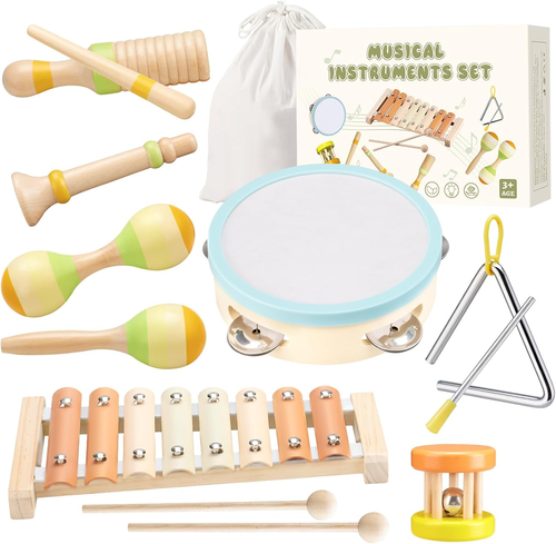 Baby Musical Instruments Montessori Wooden Music Toys Set 1-3 Gifts ...