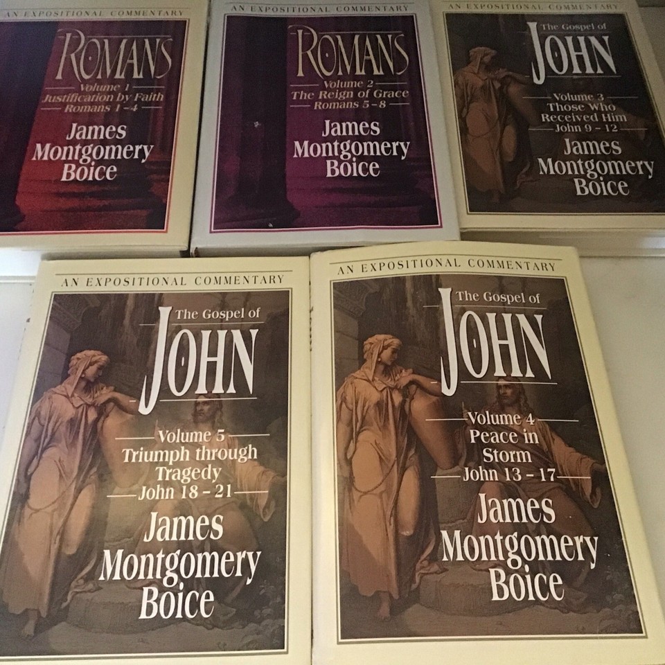 Lot 5 James Montgomery Boice Gospel of John Vol 3-5, Romans Commentary ...