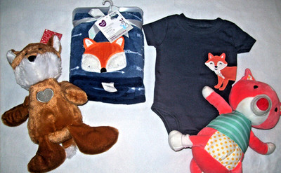 BABY RED FOX THEME: NWT BLANKET; 9 MTH. BODYSUIT; NWT PLUSH TOY; 2nd ...