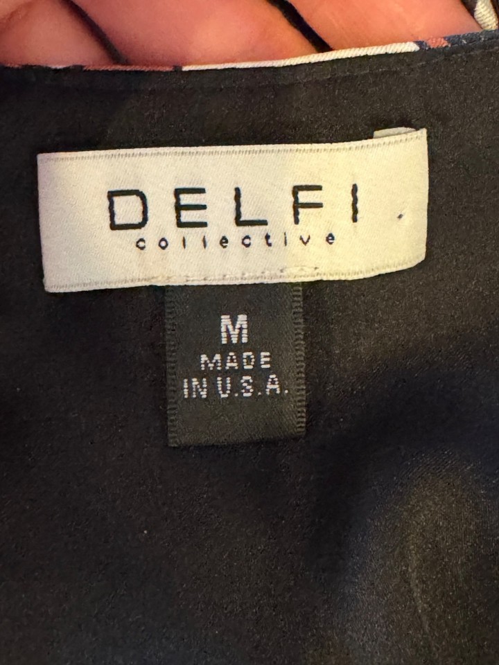 Delfi Collective Dress Women Medium Black Claudine Printed Stretch ...