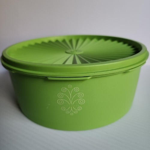 Vintage Tupperware Green Servalier Biscuit Canister Cake Container ...