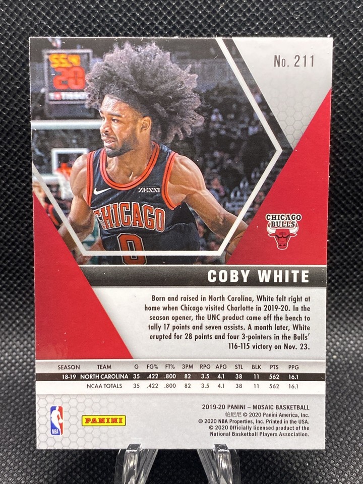 2019-20 Panini Mosaic Coby White Rookie Card Base Chicago Bulls #211 RC ...