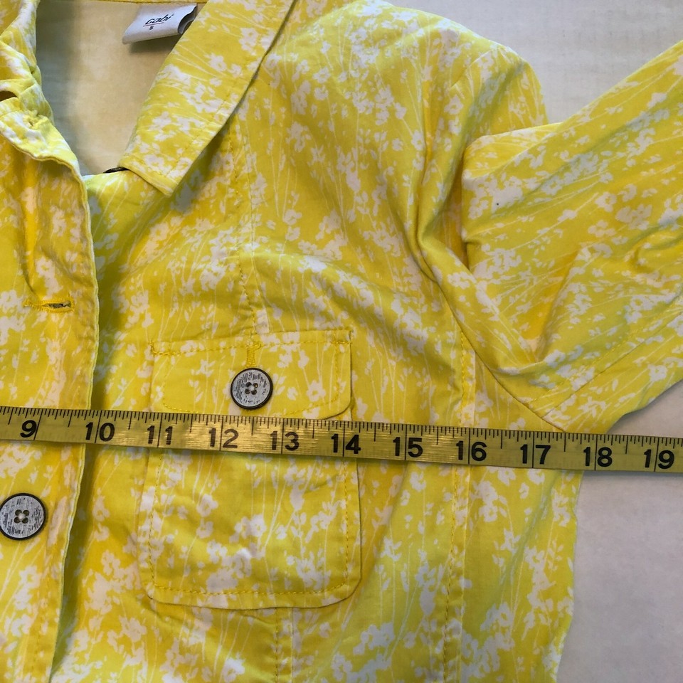 Cabi S 5160 Field Jacket yellow white daisy print Cute Excellent ...