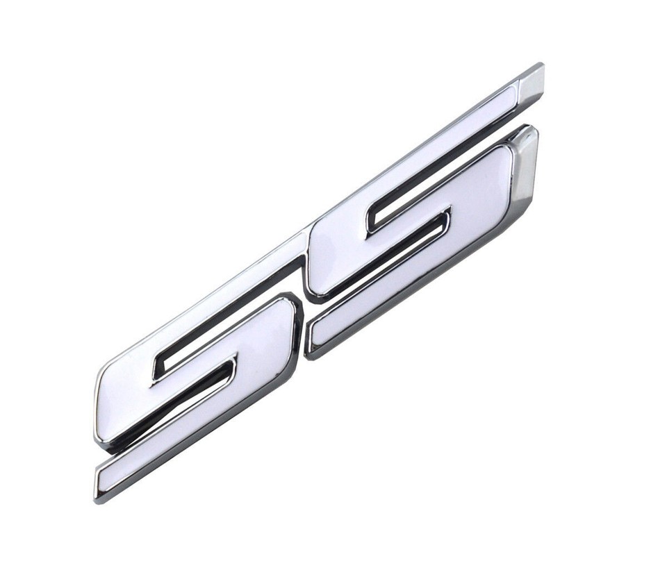 3x SS Badge Fender Trunk Emblem 3D Super Sport Badge Nameplate White ...