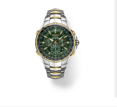New Seiko Coutura Radio Sync Solar Chronograph Two-Tone Men's Watch ...