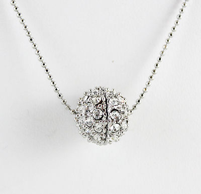 Sphere 12 mm w/ Czech Rhinestones Necklace 18+3" Chain Imitation ...