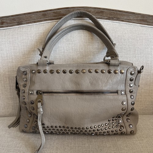 Joelle Hawkens Gray Abel Satchel Tote Purse Bag Studded Leather Womens ...