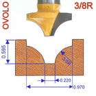 1 pc 1/2" SH 1" Diameter 3/8" Radius Ovolo Round Over Router Bit sct ...