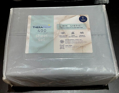 Therapedic Wholistic Antimicrobial 100% Cotton 400 TC Twin Sheet Set ...