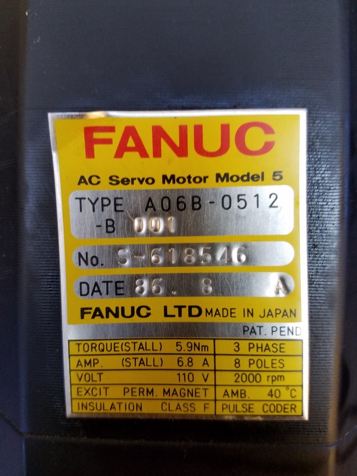 FANUC MODEL 5 AC SERVO MOTOR A06B-0512-B001 | eBay