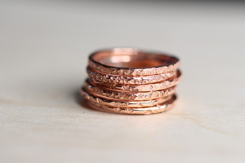 Copper Ring Stackable Hammered Rings band Size 6.5 Wedding Ring Unisex thin 2mm | eBay