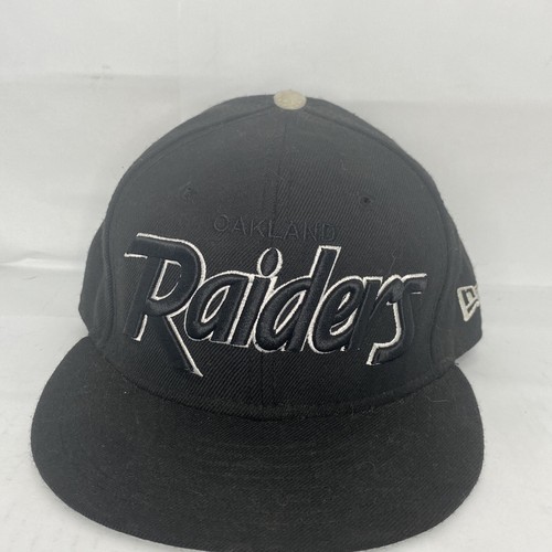 New Era OAKLAND RAIDERS 59FIFTY Hat Script Fitted Cap Black And White ...