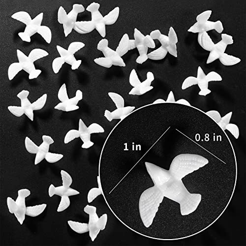 150 Mini White Dove for Crafts, 3/4 Inch Bulk Miniature Birds Figurines ...