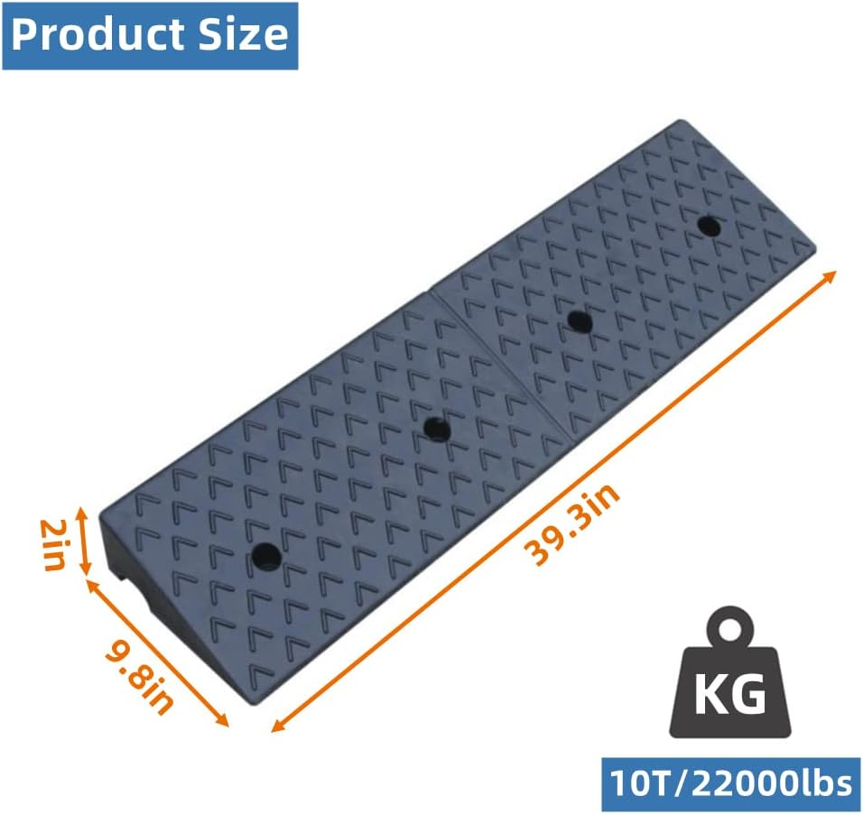 2" Rise Rubber Curb Ramp Heavy Duty Threshold Ramp 10Ton Drive Ramps ...