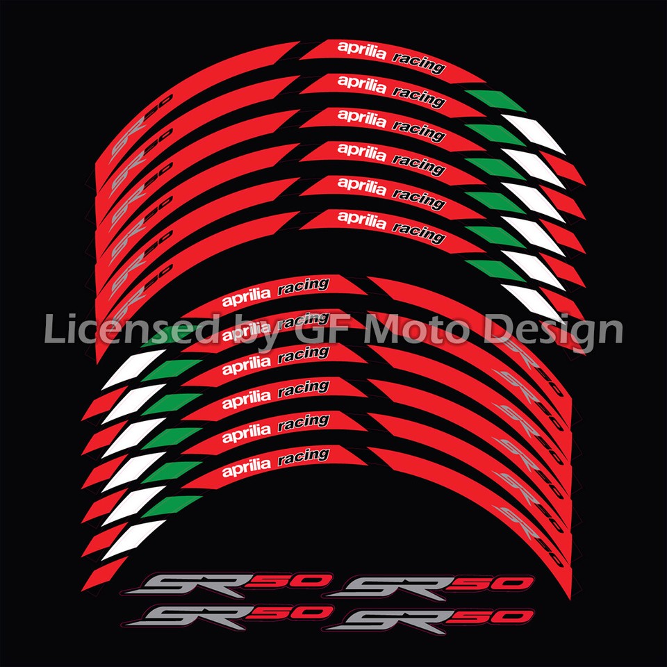 Aprilia SR50 Racing 13'' Scooter Wheel Decals Rim Stickers Stripes SR ...