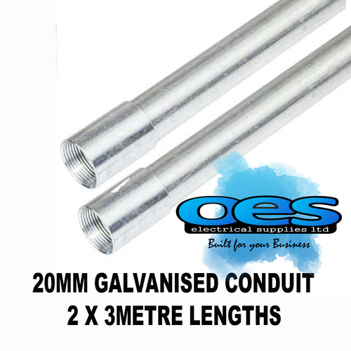 20MM OR 25MM GALVANISED STEEL METAL CONDUIT TUBE 3MT LENGTHS PACK OF 2 ...