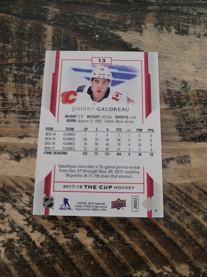 2017-18 Upper Deck The Cup Johnny Gaudreau #13 /249 Base Hockey Card | eBay