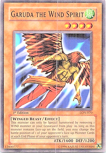Garuda The Wind Spirit LON-070 Yu-Gi-Oh! Light Play 1st Edition | eBay