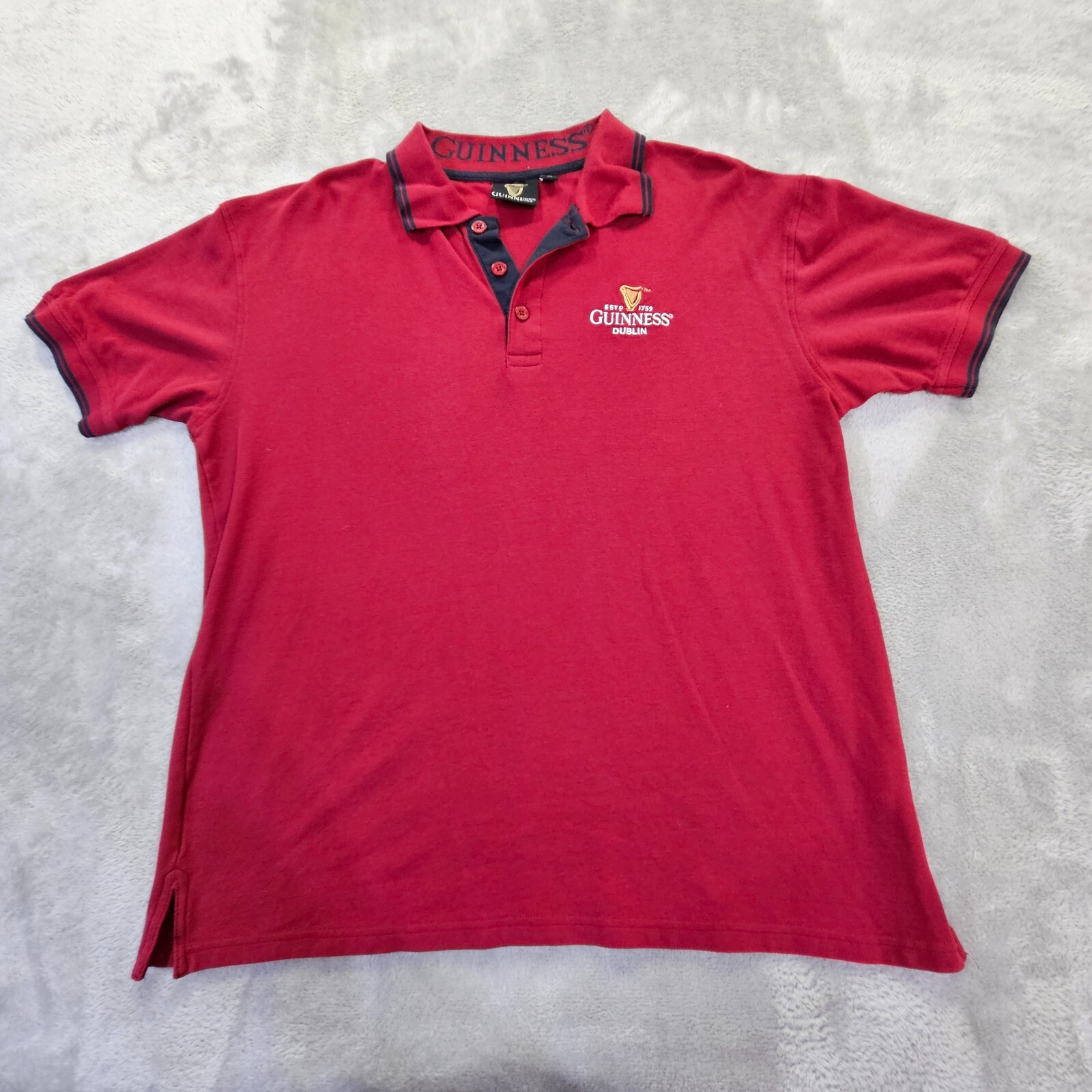 Guinness Dublin Shirt Mens Large Red Polo 100 Percent Cotton Golf shirt ...