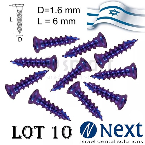 Lot x10 Screw titanium pin membrane Fixation Bone GBR Ø1.6 L6 tac | eBay
