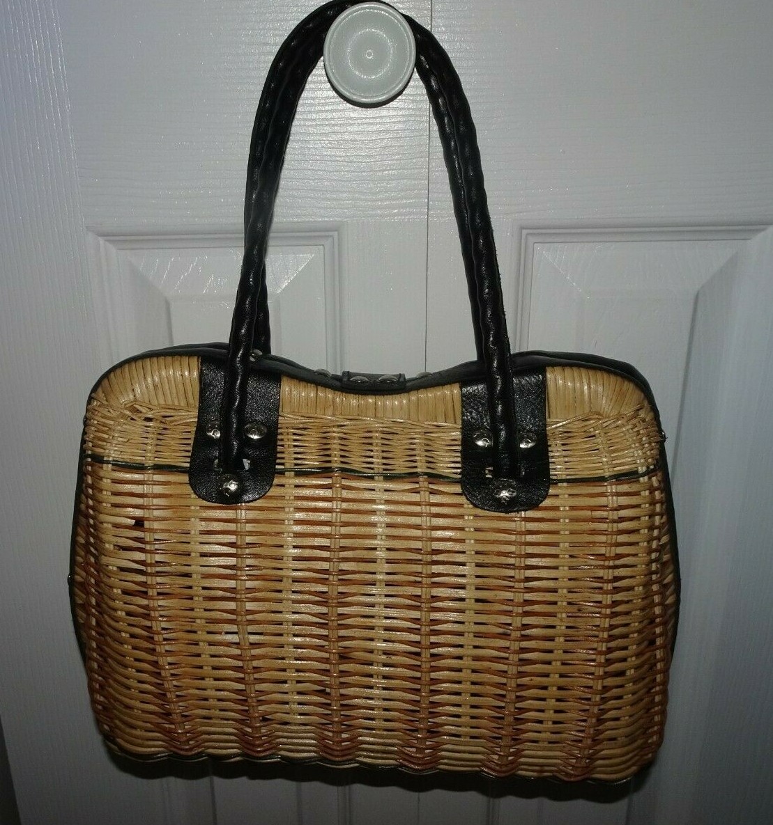 PATRICIA NASH RATTAN LEATHER HANDLE HANDBAG_PURSE - Gem