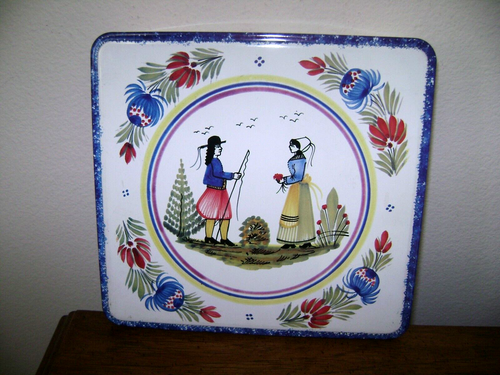 VTG Metal Tin, Massilly France, Decorative, 9 x 9 x 2 1/2 Henriot ...