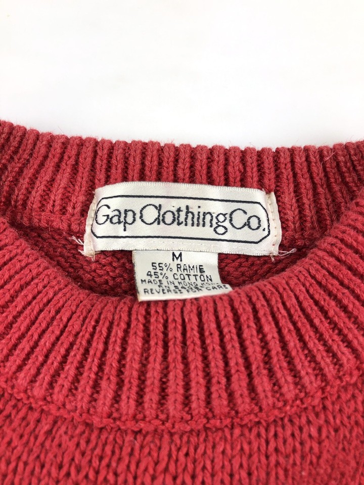 Vintage 80s GAP Clothing Co Men's Medium Red Geometric Cable Knit ...
