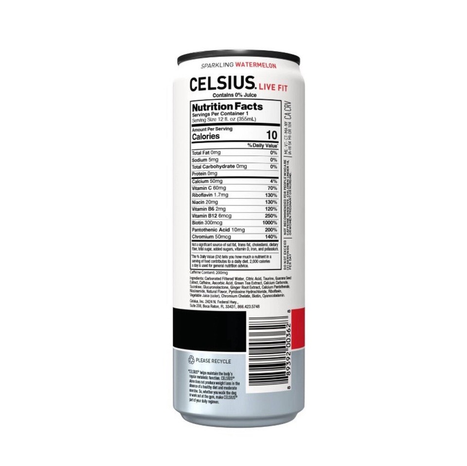 ⚫️New Celsius Live Fit Sparkling Watermelon Fruit Essential Energy ...