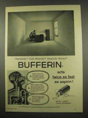 1956 Bufferin Tablets Ad - Headache? Cold Miseries? | eBay