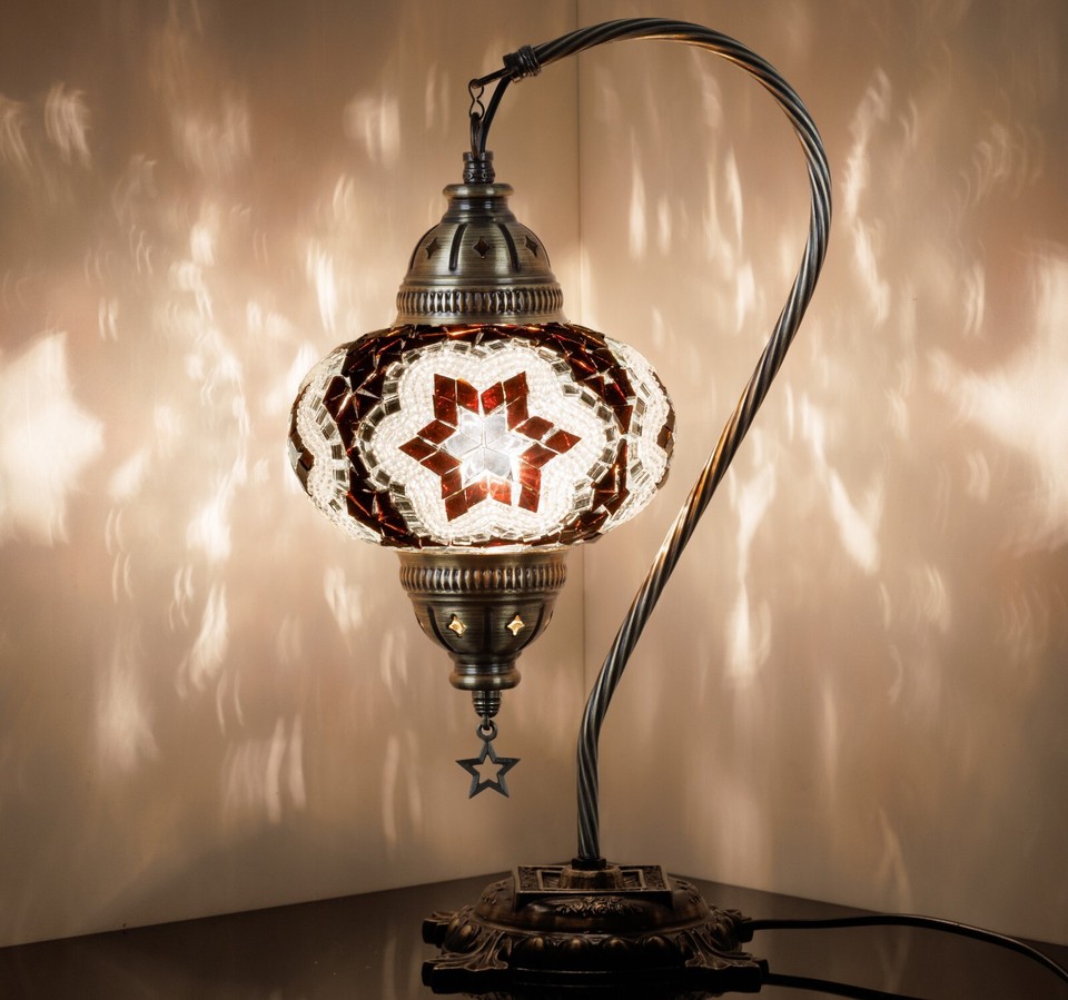 Turkish Moroccan Mosaic Bohemian Colorful Table Bedside Lamp Light ...