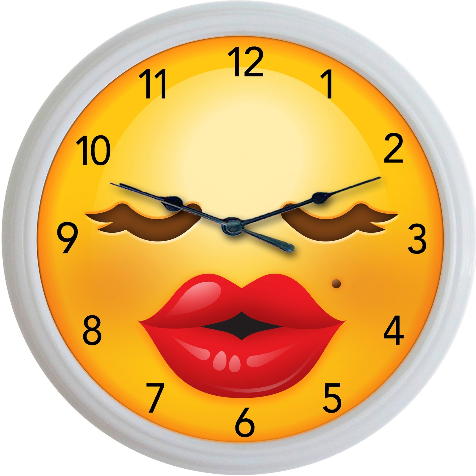 Emoji Emoticon Wall Clock Mood Woman Girl lips Female New 10" | eBay