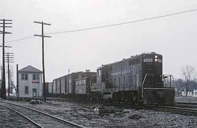 PRR 8587 GP7 w local freight near North Judson IN PRR tower 1966 5 x 7 ...