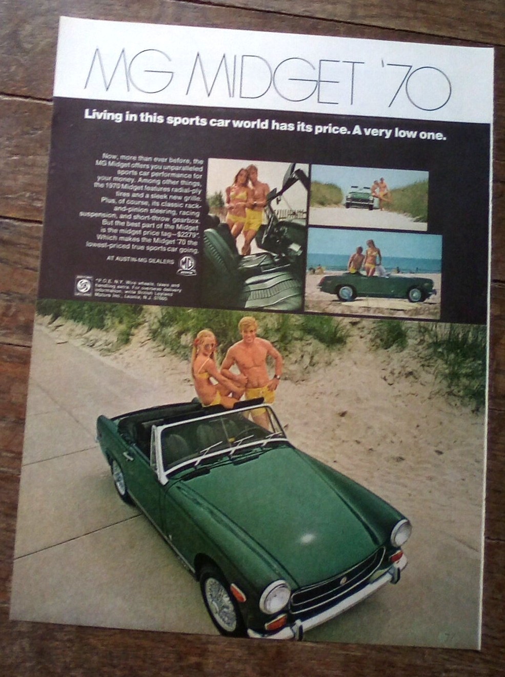 1970 MG Midget Print Ad Racing Suspension, Lowest Priced Sports Car ...