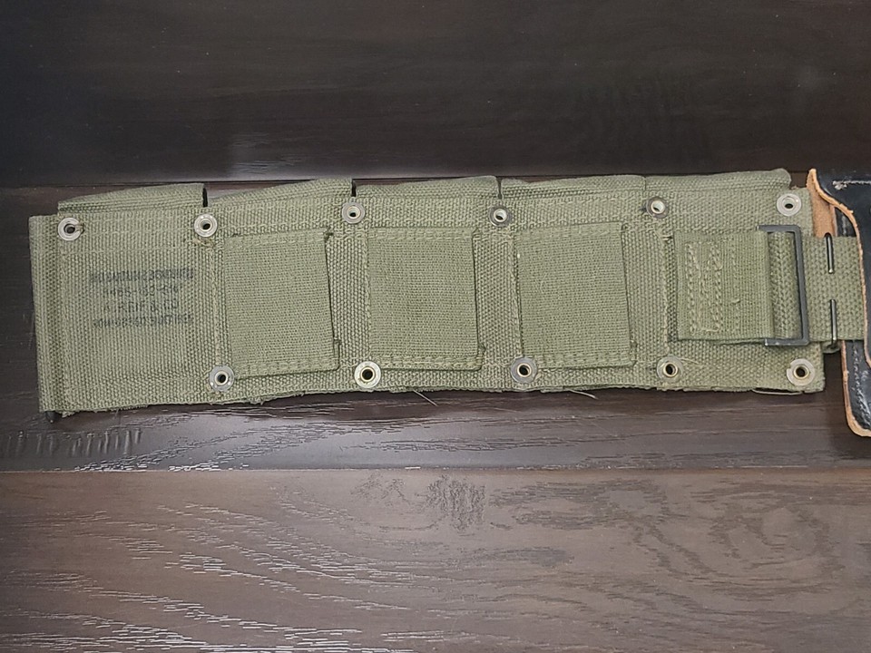 USMC Marked 1950's Era M1 Garand Cartridge Belt w/ Three 1911 Dual Mag ...