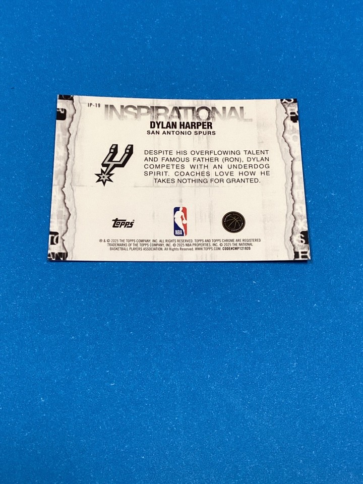 2025-26 Topps Chrome Dylan Harper Inspirational Ray Wave Refractor RC ...