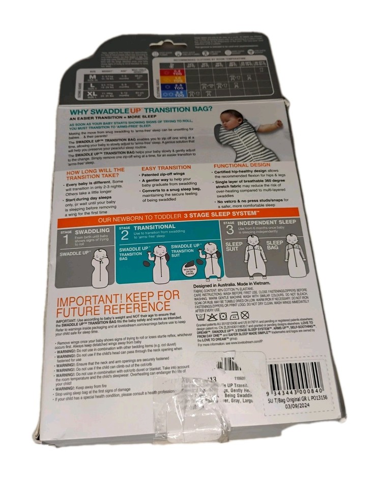 Love To Dream Swaddle UP Transition Bag Adaptive Original Wrap 19-24lbs ...