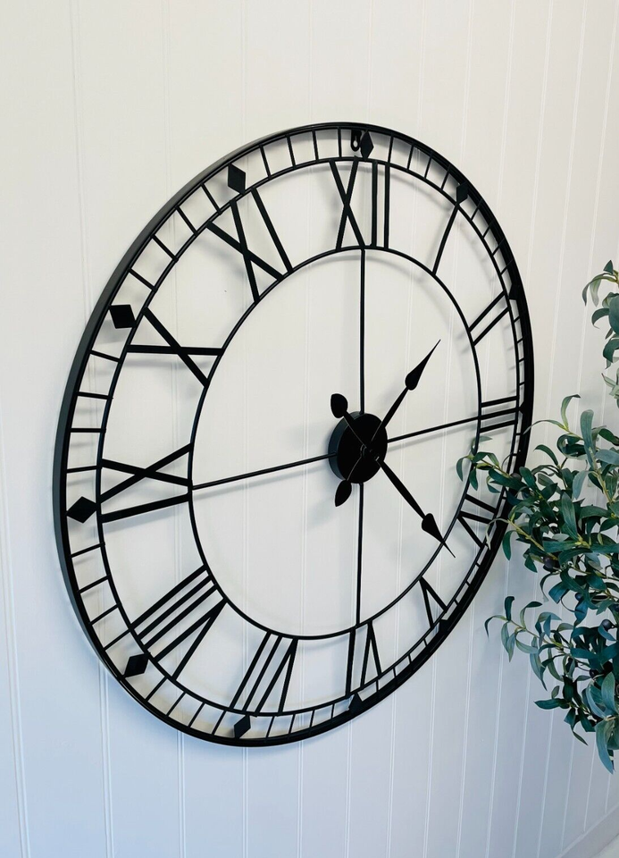 Extra Large Roman Numerals Skeleton Wall Clock Big Giant Open Face ...