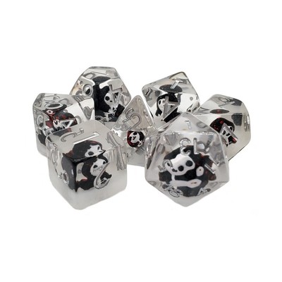 Old School Dice Infused Dice Poly Set Ghost - Black w/Silver (7) New | eBay