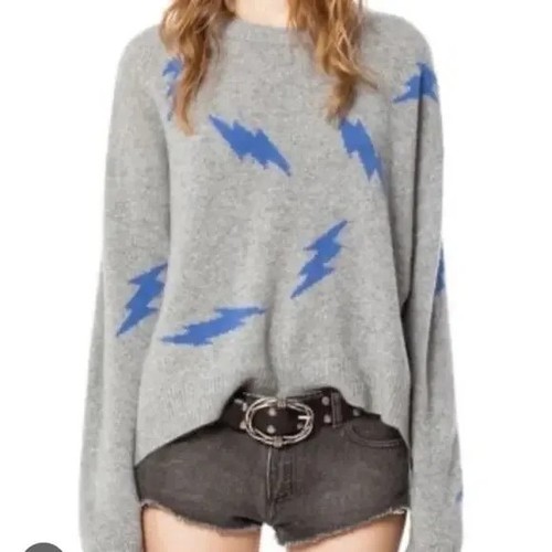 Zadig & Voltaire 100% Cashmere Lightning Bolt Markus Flash Sweater - XS ...
