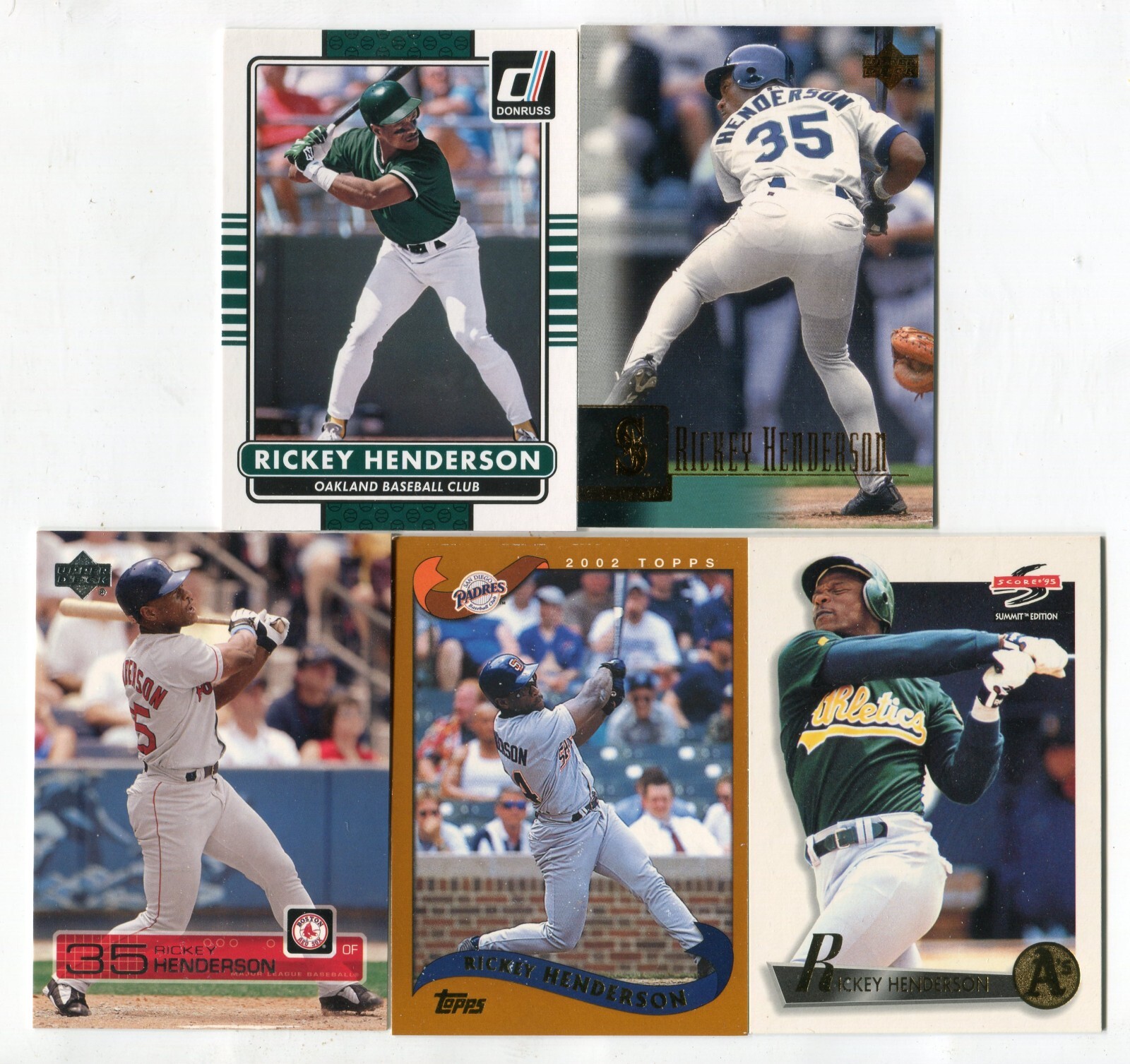 Rickey Henderson 5 Baseball Card Lot HOF A's BLUE JAYS METS YANKEES ...