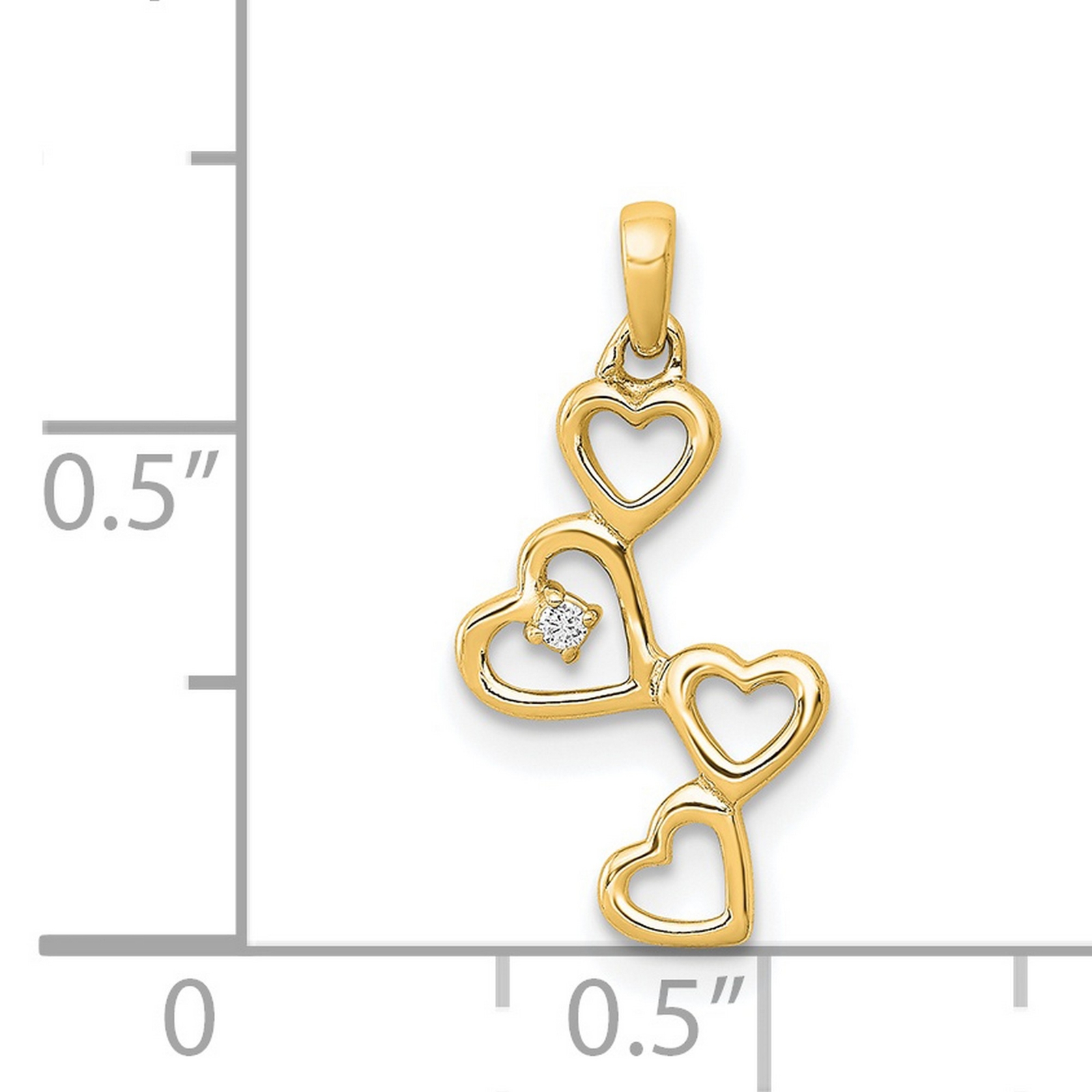 14k Yellow Gold Diamond Heart Charm Pendant | eBay