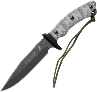 TOPS 12" Apache Falcon Fixed Carbon Steel Blade BLK Handle Knife ...