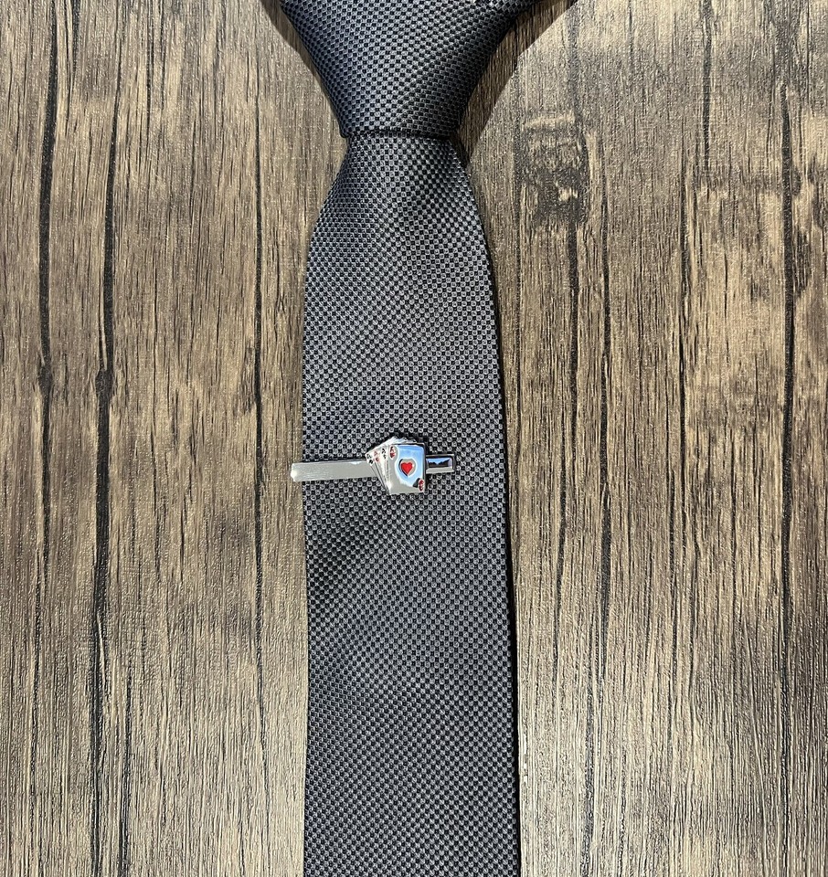 4 Aces Poker Cards Tie Clip Men Fancy Casino Red Heart Gift Tie Bar | eBay