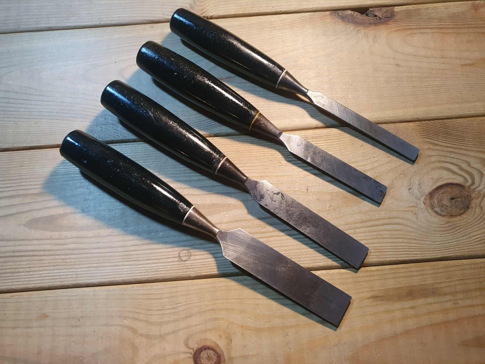 4 x Vintage Stanley 5001 Chisels Old Woodworking Hand Tools Carpentry ...
